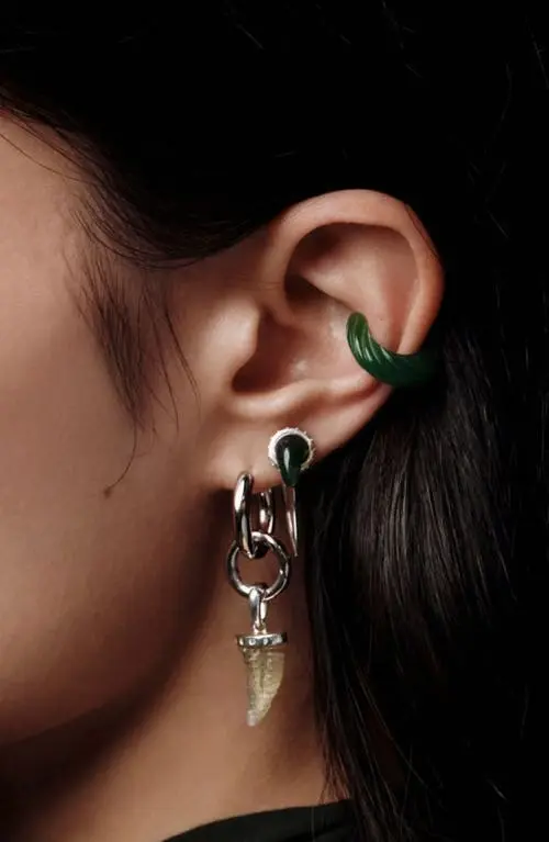 AWE INSPIRED Carved Stone Ear Cuff - Blue Lapis