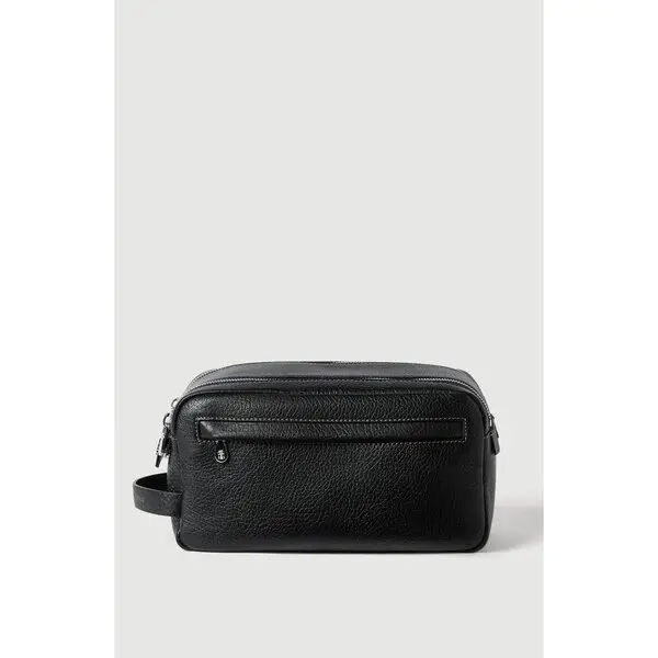 Brunello Cucinelli Grained Calfskin Double Zipper Beauty Case - Black
