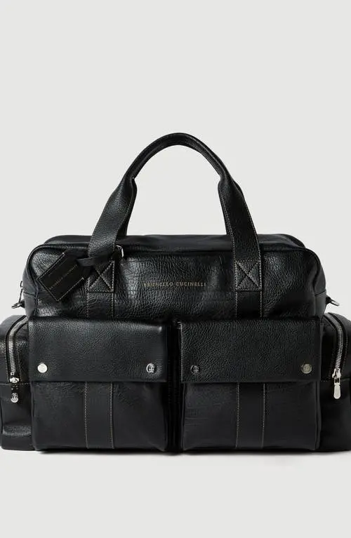 Brunello Cucinelli Grained Calfskin Leisure Bag - Black