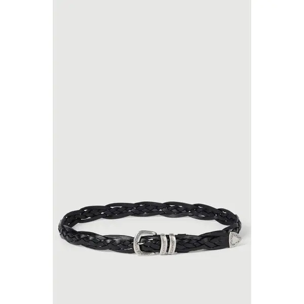 Brunello Cucinelli Braided Calfskin Belt With Detailed Buckle And Tip - Black