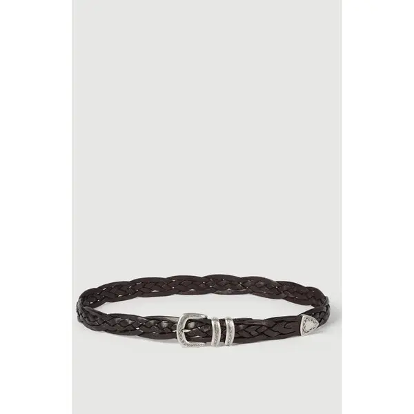 Brunello Cucinelli Braided Calfskin Belt With Detailed Buckle And Tip - Brown