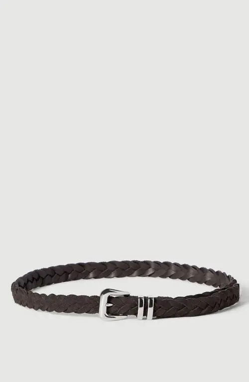Brunello Cucinelli Reversed Calfskin Braided Belt - Anthracite