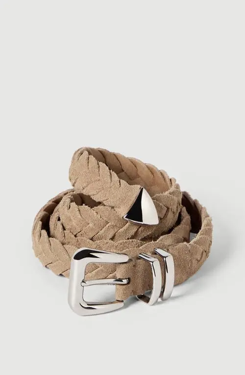 Brunello Cucinelli Reversed Calfskin Braided Belt With Tip - Hazelnut