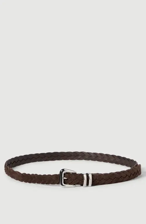 Brunello Cucinelli Reversed Calfskin Braided Belt With Tip - Rust Brown
