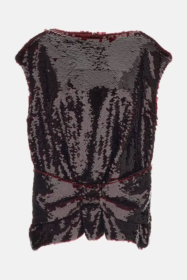 Simone Rocha Sequin Sleeveless Top With Bow Detail - Red