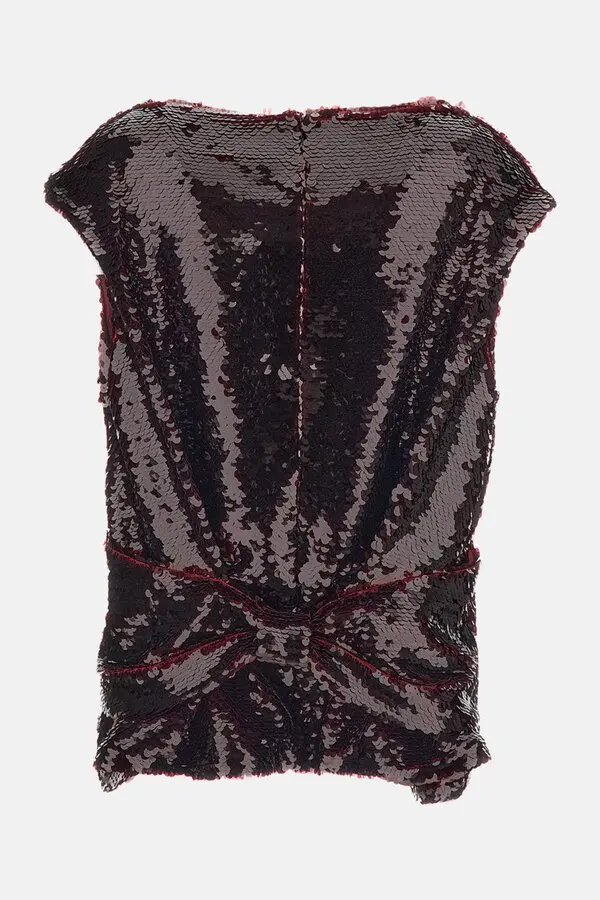 Simone Rocha Sequin Sleeveless Top With Bow Detail - Red