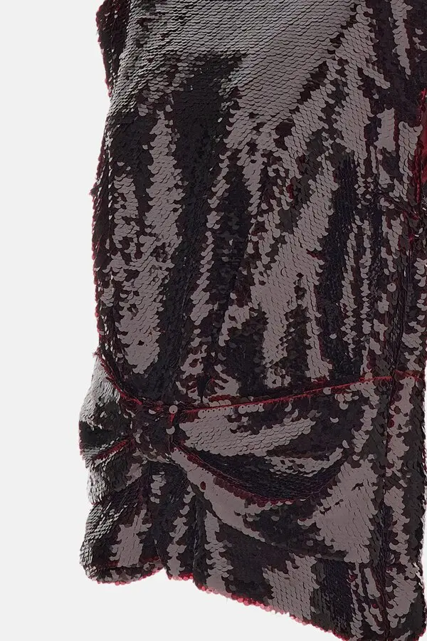 Simone Rocha Sequin Sleeveless Top With Bow Detail - Red