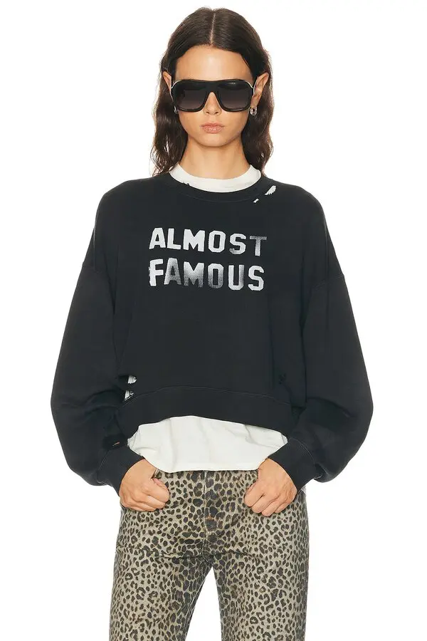 R13 Almost Famous Cropped Crewneck Sweatshirt