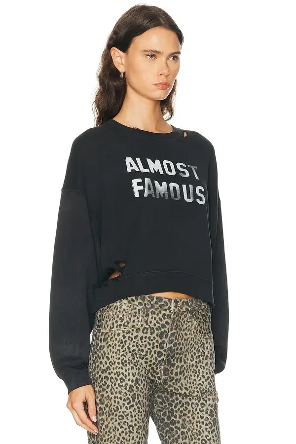 R13 Almost Famous Cropped Crewneck Sweatshirt
