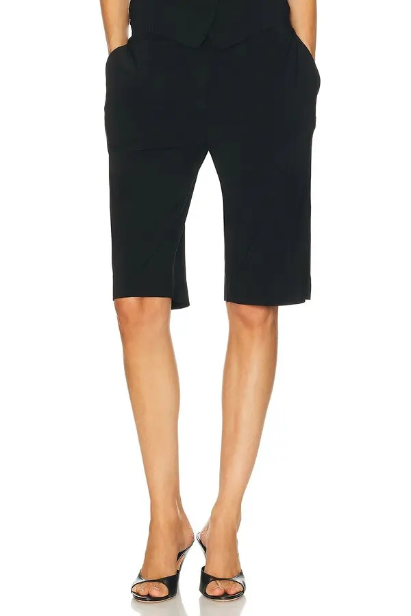 Norma Kamali Flat Front Bermuda Short - Black