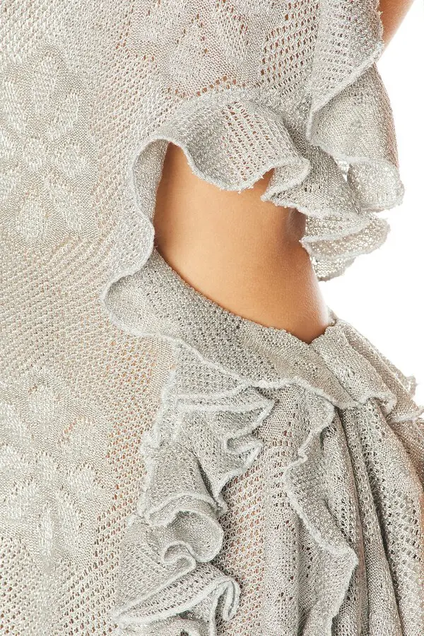SIEDRES Bonnie Metallic Knit Halter Dress - Silver