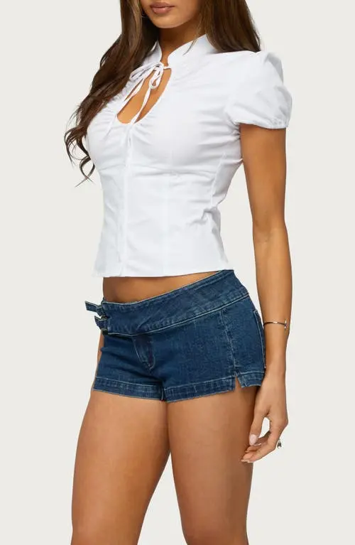 EDIKTED Weston Keyhole Button Up Top