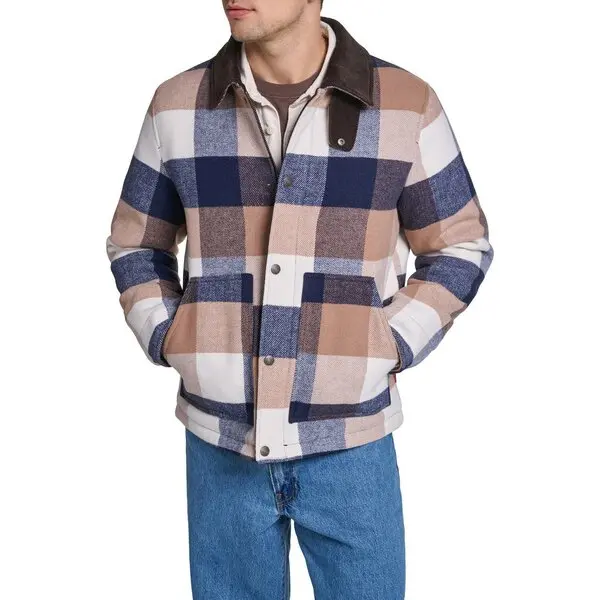 LEVI'S Corduroy Collar Barn Jacket - Tan/navy Plaid