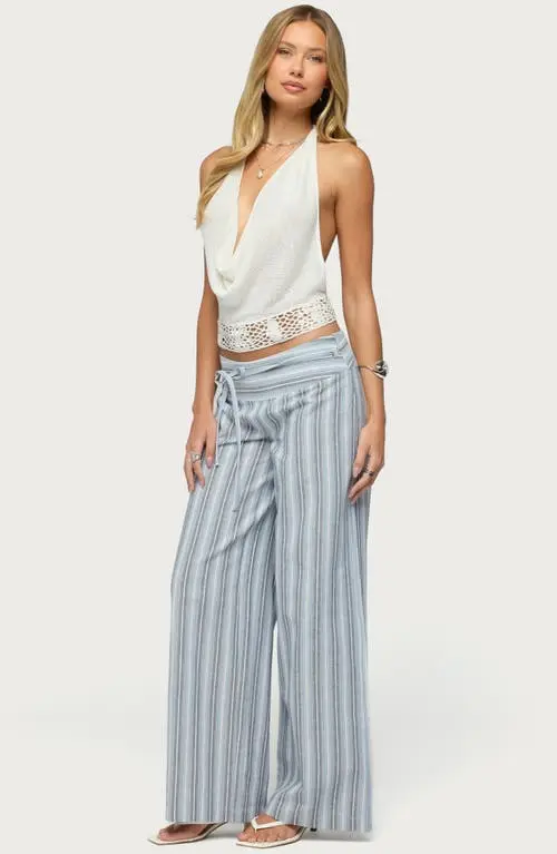EDIKTED Ennis Crochet Waist Knit Halter Top