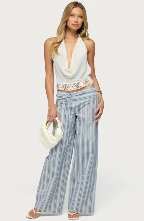 EDIKTED Ennis Crochet Waist Knit Halter Top