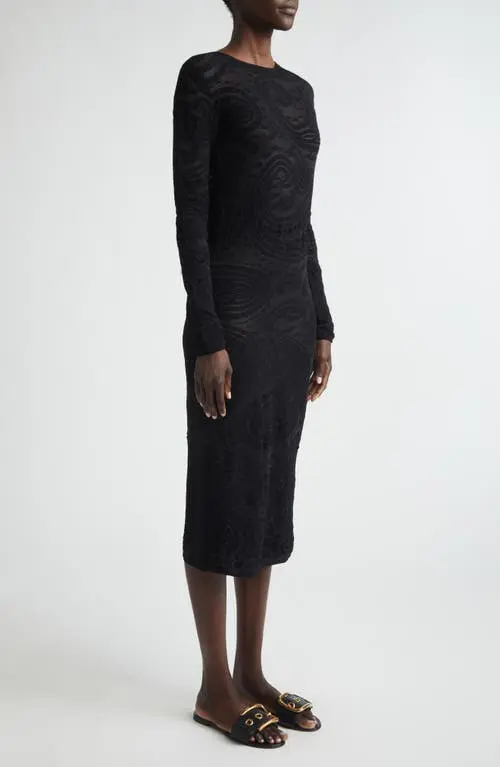 Etro Paisley Jacquard Long Sleeve Midi Sweater Dress