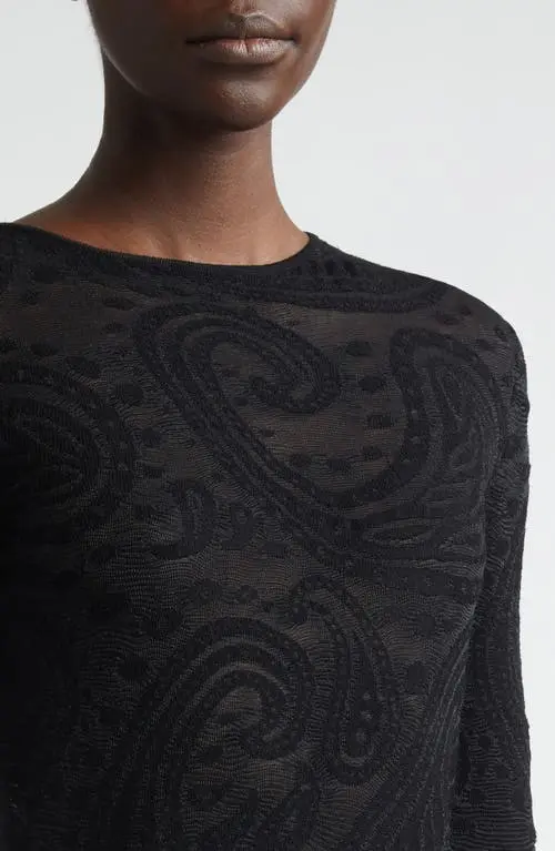 Etro Paisley Jacquard Long Sleeve Midi Sweater Dress