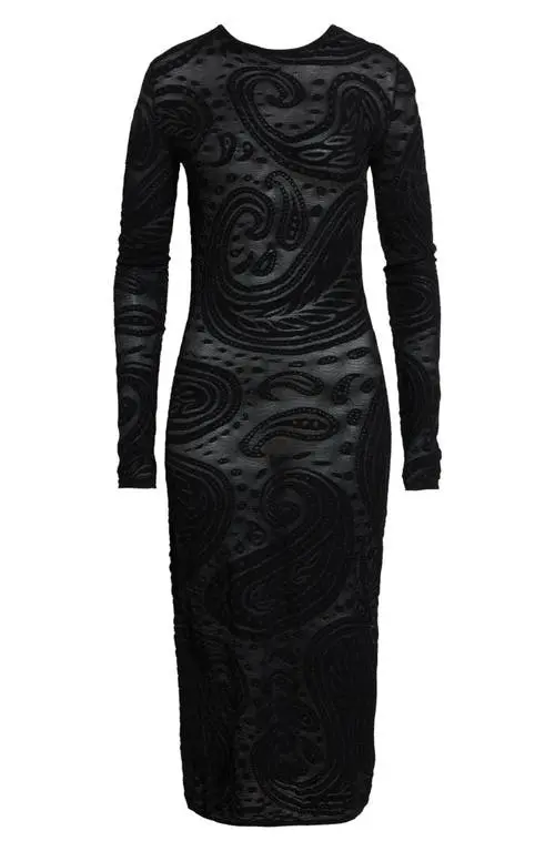 Etro Paisley Jacquard Long Sleeve Midi Sweater Dress