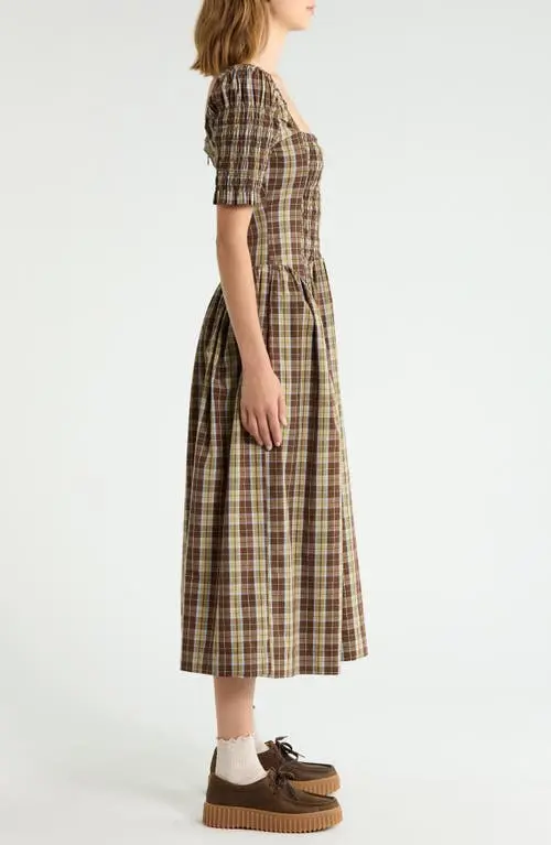 DAMSON MADDER Checked Organic Cotton Midi Dress