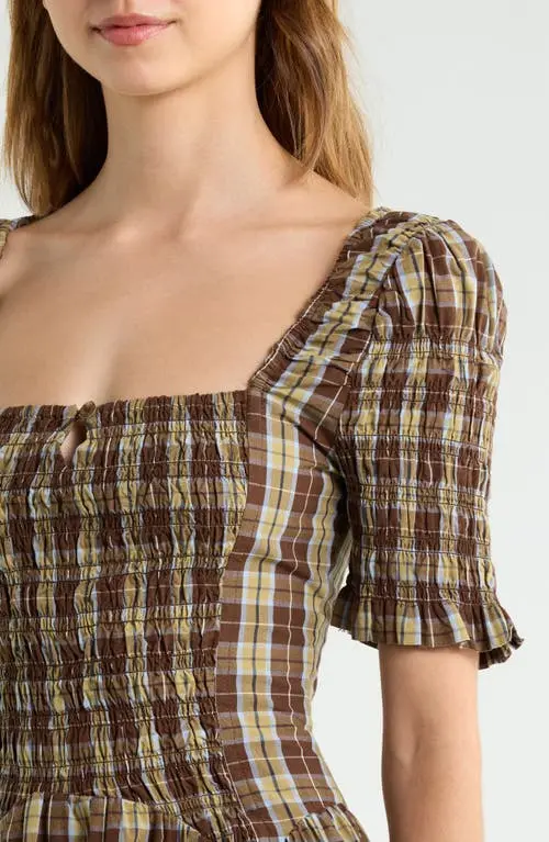 DAMSON MADDER Checked Organic Cotton Midi Dress