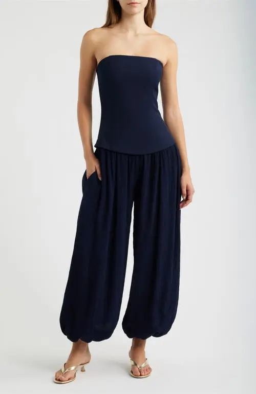 Line & Dot Lowen Strapless Wide Leg Jumpsuit - Navy