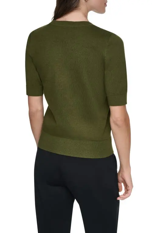 Dkny Lace Trim Sweater - Dark Olive
