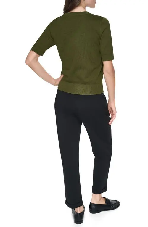 Dkny Lace Trim Sweater - Dark Olive