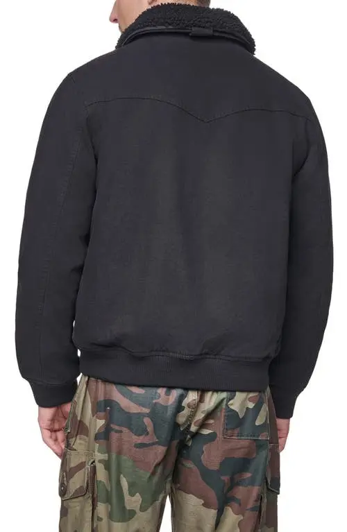 LEVI'S Cotton Aviator Bomber Jacket With Faux Shearling Collar - Black