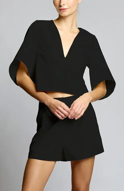 LBLC THE LABEL Amalfi Deep V Blouse - Black