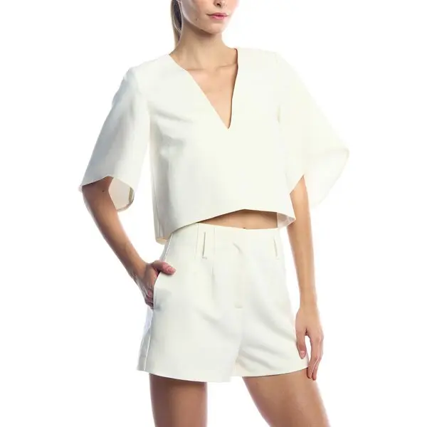 LBLC THE LABEL Amalfi Deep V Blouse - Ivory