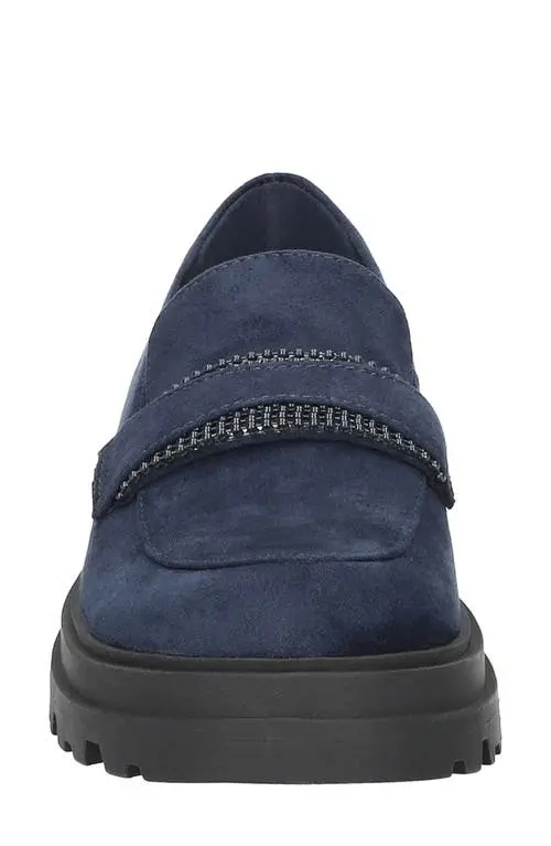 BELLA VITA Pulse Faux Leather Platform Loafer - Navy Suede