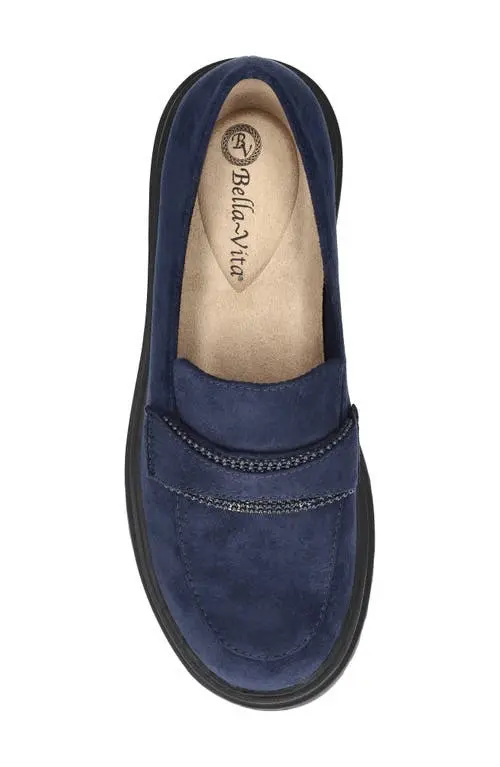 BELLA VITA Pulse Faux Leather Platform Loafer - Navy Suede