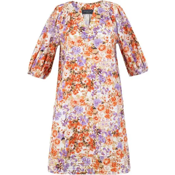 EXQUISE Jayleen Mini Dress - Orange Patterned