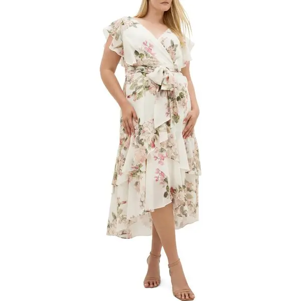 City Chic Floral Print Maxi Dress - Delicate Fl