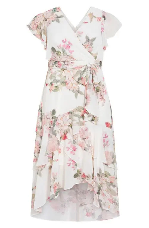 City Chic Floral Print Maxi Dress - Delicate Fl