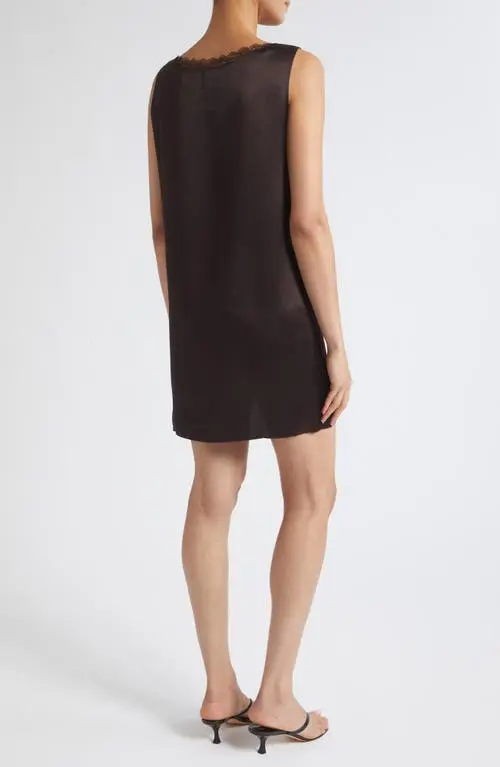 LESET Barb Lace Detail Satin Mini Dress
