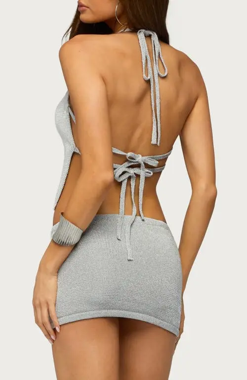 EDIKTED Teagyn Backless Metallic Tank