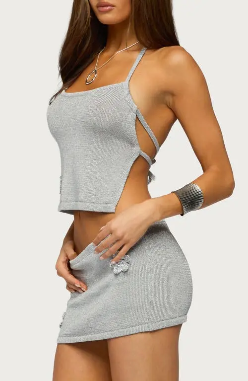 EDIKTED Teagyn Backless Metallic Tank