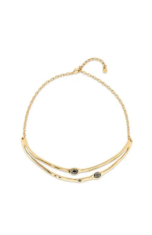 UNODE50 18k -plated Rigid Necklace With Black Faceted Crystals - Gold