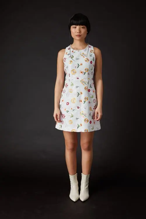 SKYLENCE Derling Embroidered Dress - Blanche