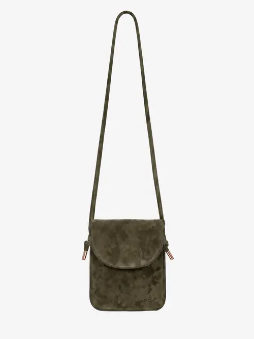 MINE BILGI Naya Suede Leather Flap Crossbody & Shoulder Bag - Green