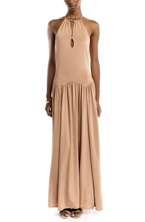 LBLC THE LABEL Santorini Halter Slit Maxi Dress - Copper