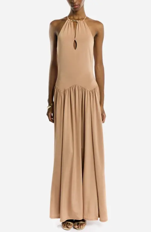 LBLC THE LABEL Santorini Halter Slit Maxi Dress