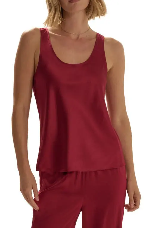 FAVORITE DAUGHTER The Clean Cut Silk Blend Tank - Cranberry