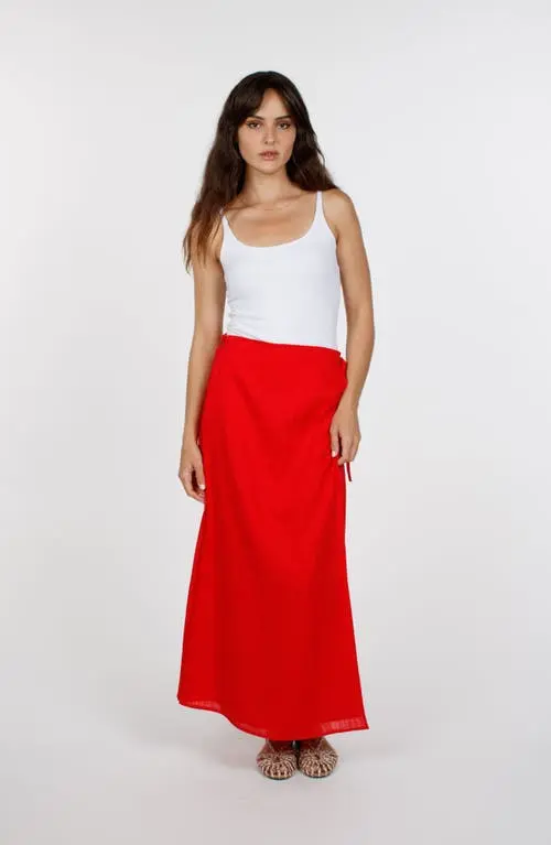 LEISURE LAB Marbella Wrap Maxi Skirt - Ruby