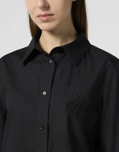 Philipp Plein Cropped Cotton Poplin Shirt With Lace Detail