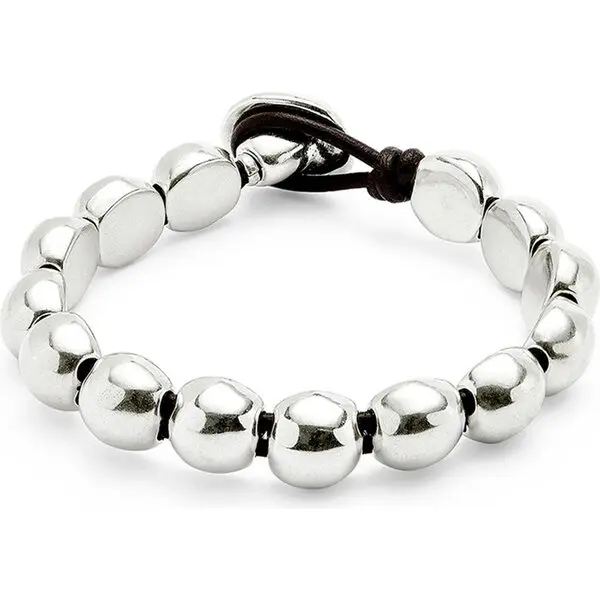 UNODE50 Plated Bracelet With Round Beads - Silver