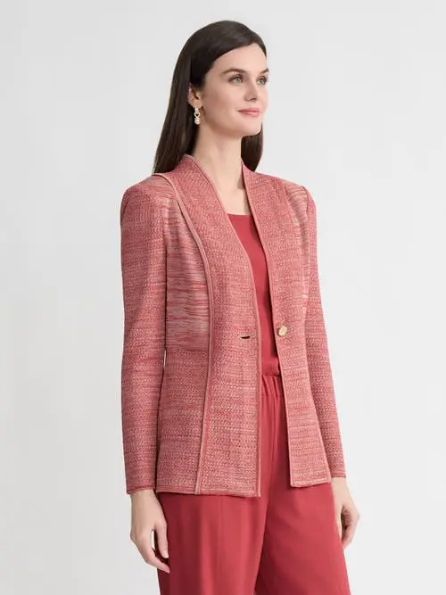 Misook Tailored Melange Princess Seam Knit Jacket