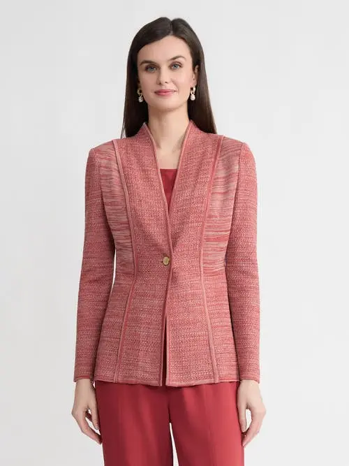 Misook Tailored Melange Princess Seam Knit Jacket