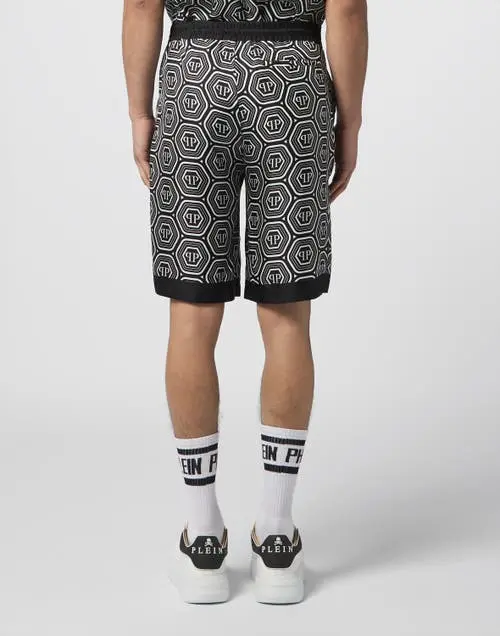 Philipp Plein Silk Drawstring Shorts Monogram 70's
